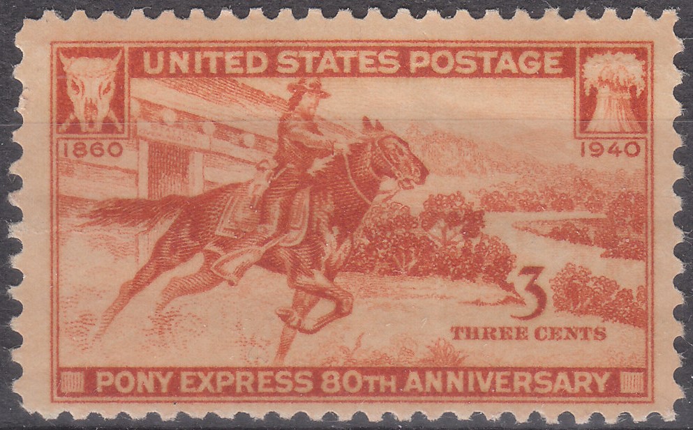 USA 1940 - 80th anniversary of the PONY EXPRESS, 3c, brown red