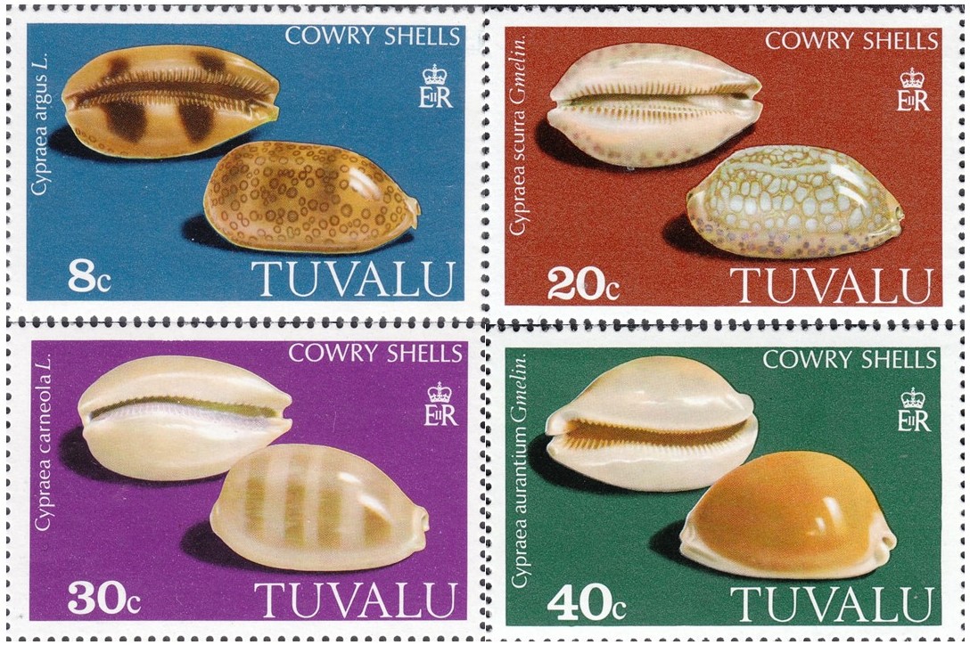 TUVALU - 1980 - Cowry Shells, 4 stamps