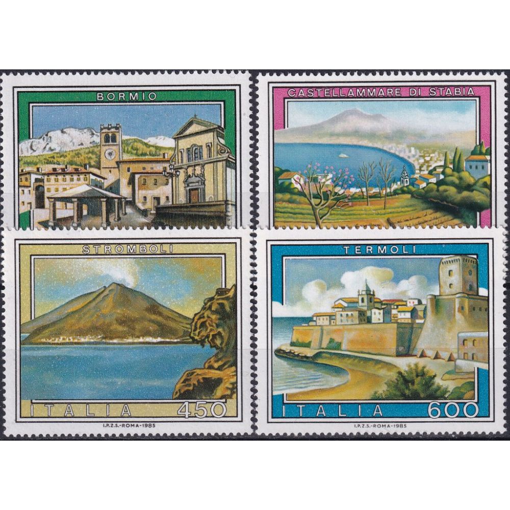 Francobolli Italia 1985 Propaganda Turistica 12 Emissione 4 Val francobolli-italia-1985-propaganda-turistica-12-emissione-4-val