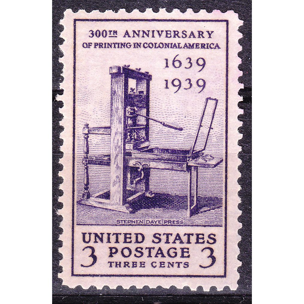 USA 1939 - 3rd centenary of the installation of the first printing ...